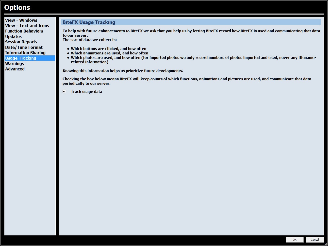 How to Use the Options Menu in BiteFX